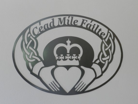 Claddagh Welcome Sign Cead Mile Failte by SunsetMetalworks