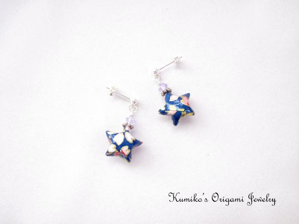 Japanese Origami Jewelry Origami Star Earrings by KumikosOrigami