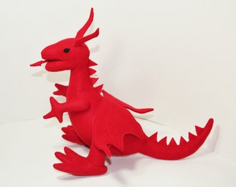 Red Welsh Dragon, Classic Plush Dragon, Handcrafted from Eco Fi Felt ...