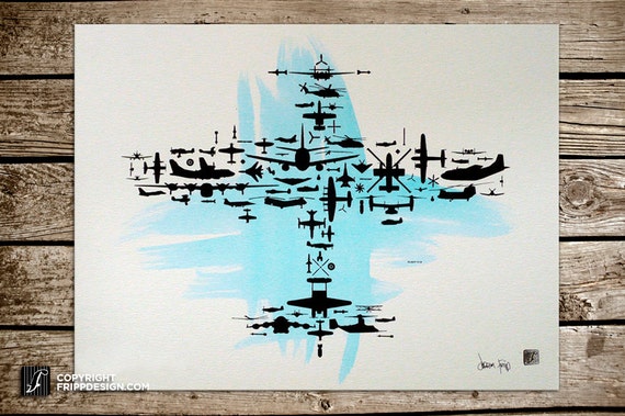 Classic Fighter Plane Collage of Airplanes Helicopters and