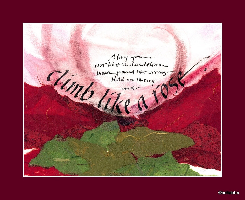 rose calligraphy print 14 x 11 by bellaletra on Etsy