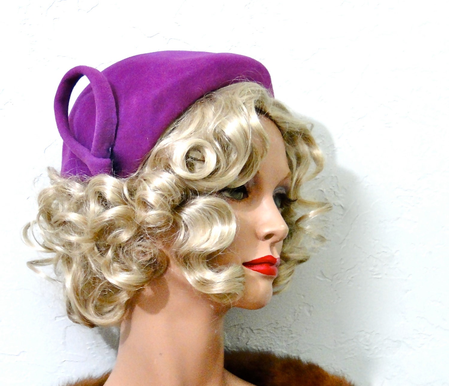 Vintage Hat Womens 1940s Accessories / Imported Velour / Edette ...