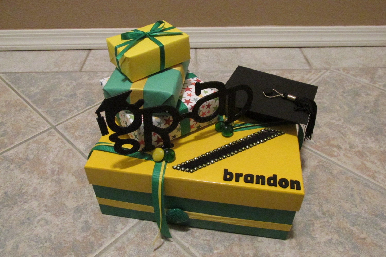 Graduation/Party Card Box with Word Grad & Grad's Name