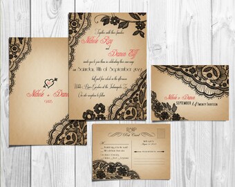 WEDDING INVITATION Funky Vintage Template by DesignedWithAmore