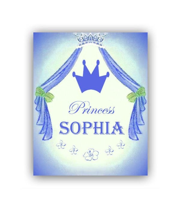 Girl's Princess Wall Art Custom Name Children's Art