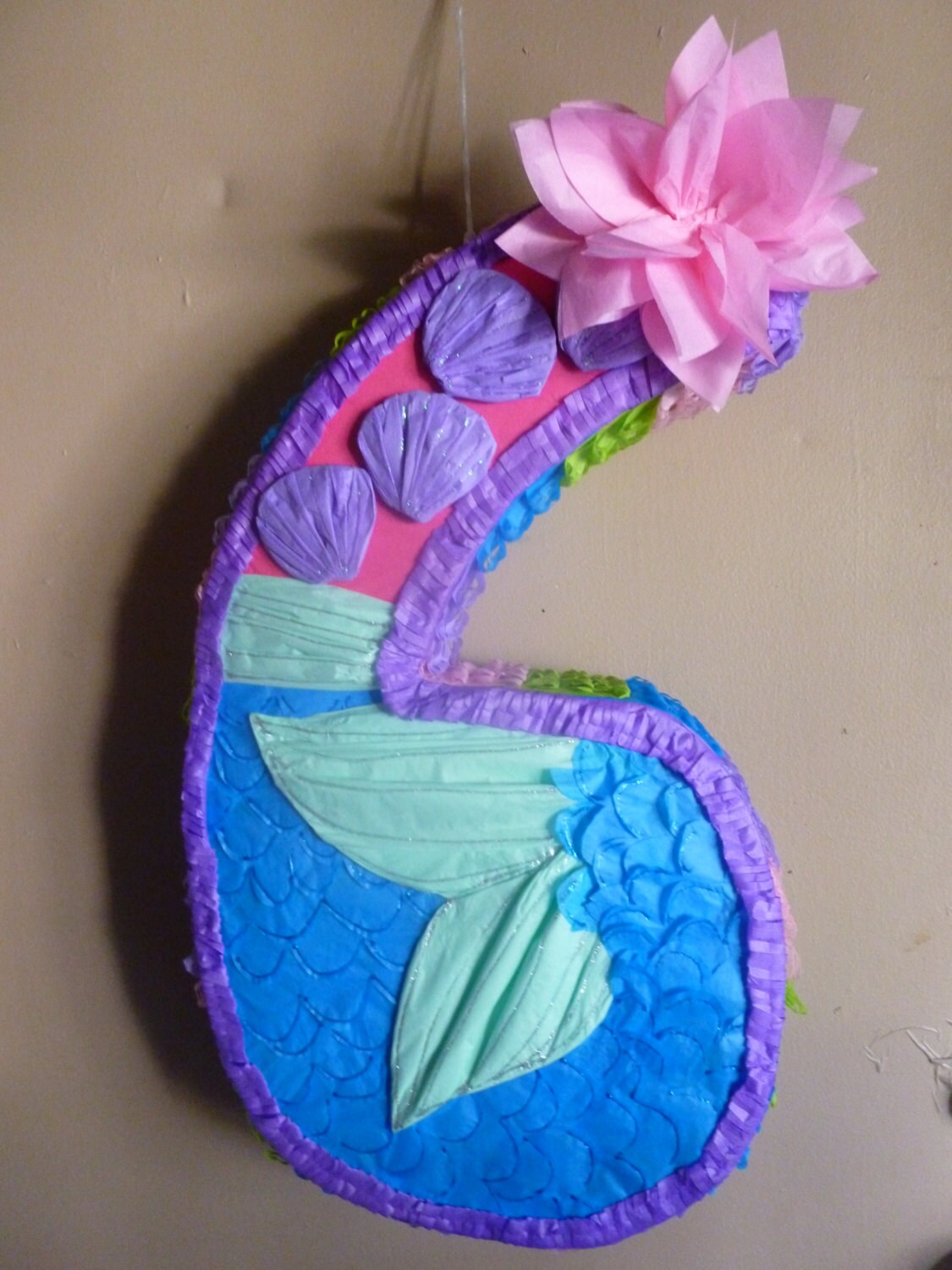 Number Six Mermaid Pinata by pinatarte1 on Etsy