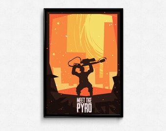 Team Fortress 2 "Meet the Pyro" gloss poster // Pyro silhouette, TF2 ...