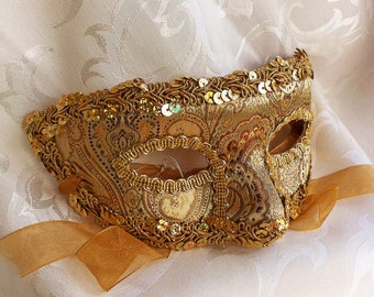 Gold Masquerade Mask With Dragon Scales Metallic Gold