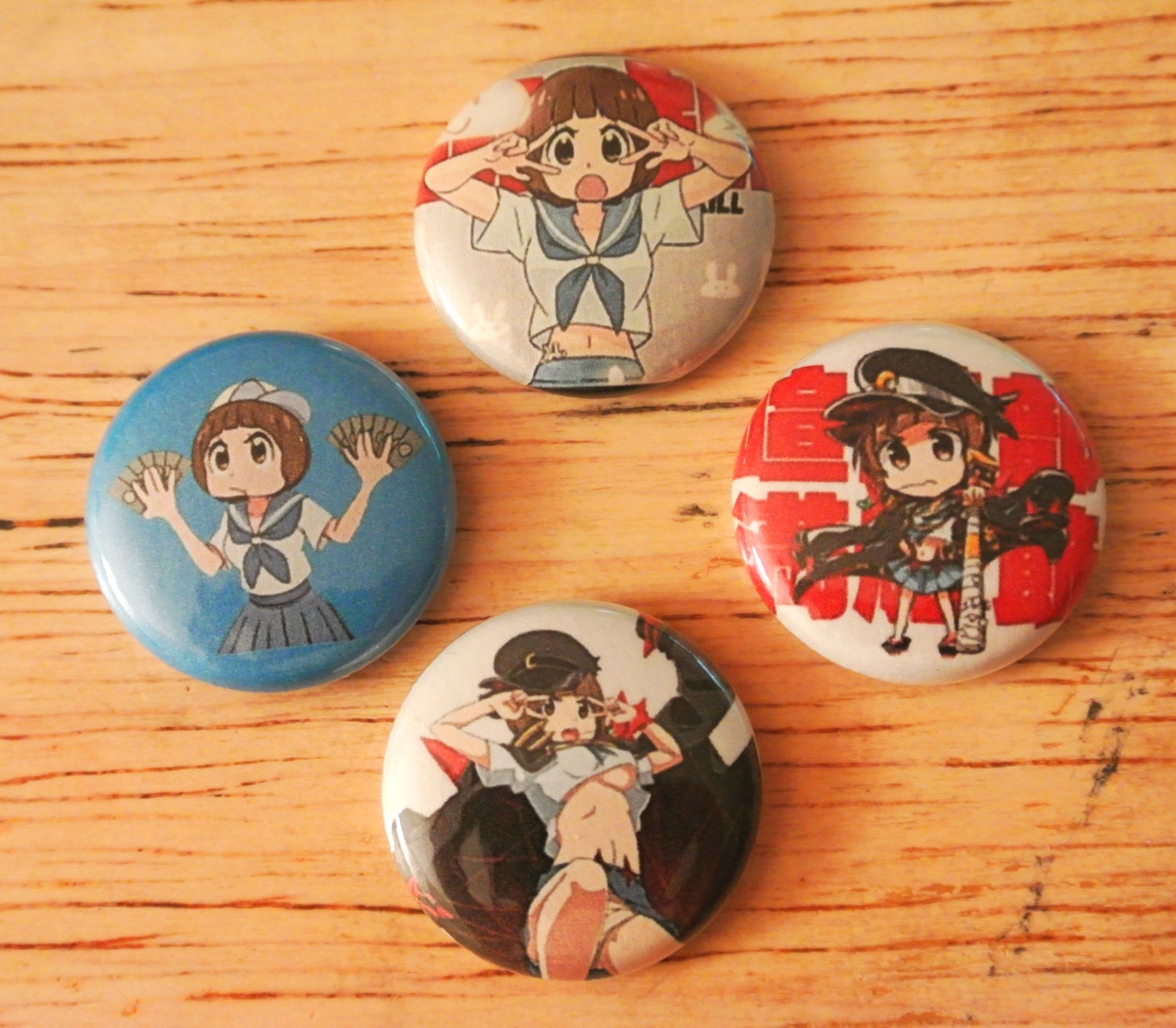 Kill la kill 1″ Buttons Pins set of 4 Mako Mankanshoku KLK Anime Great ...