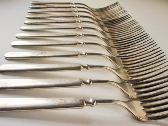 Twelve Big Long-tined Forks Heavy Duty Dinnerware Perfect