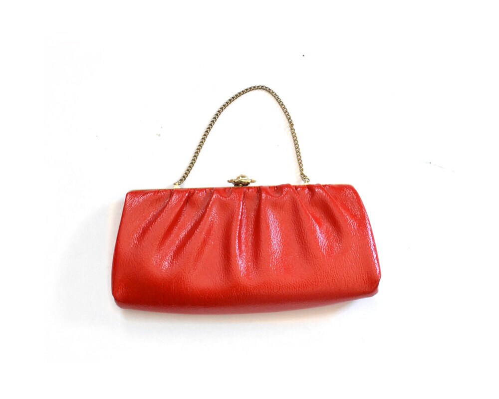 1960s Red Patent Clutch / Red Bag / 60s Mod Purse / Patent Purse ...