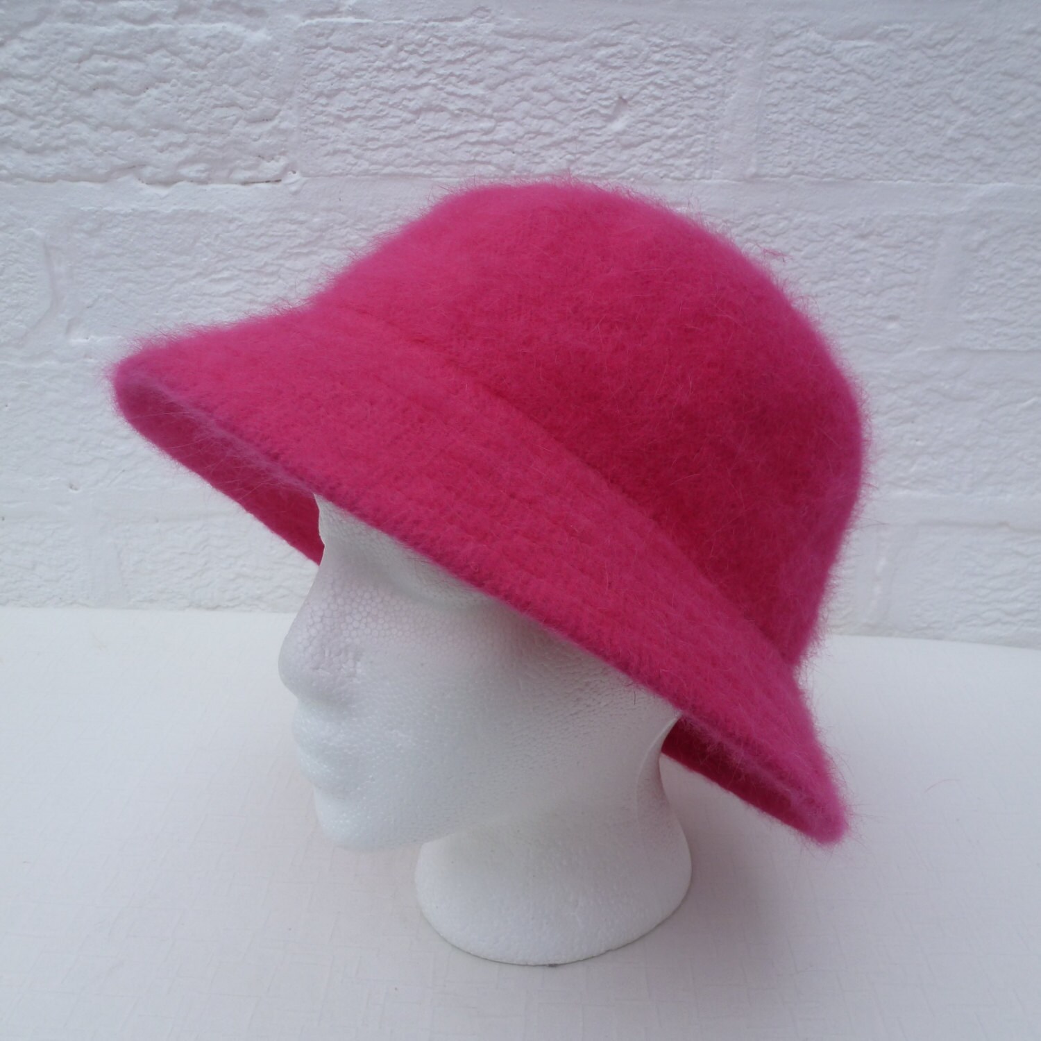 Hat pink 70s accessories ladies hat mohair wool hat womans accessories ...