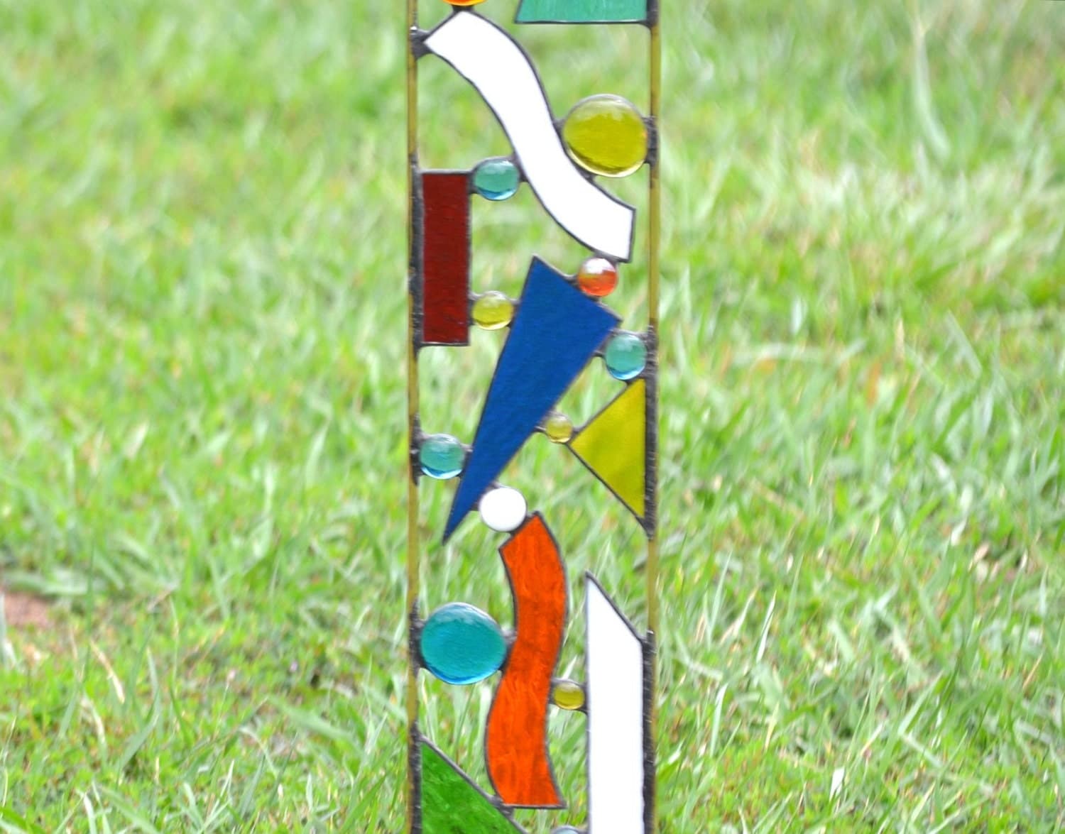 Stained Glass Yard Art Garden Sculpture by WindsongGlassStudio