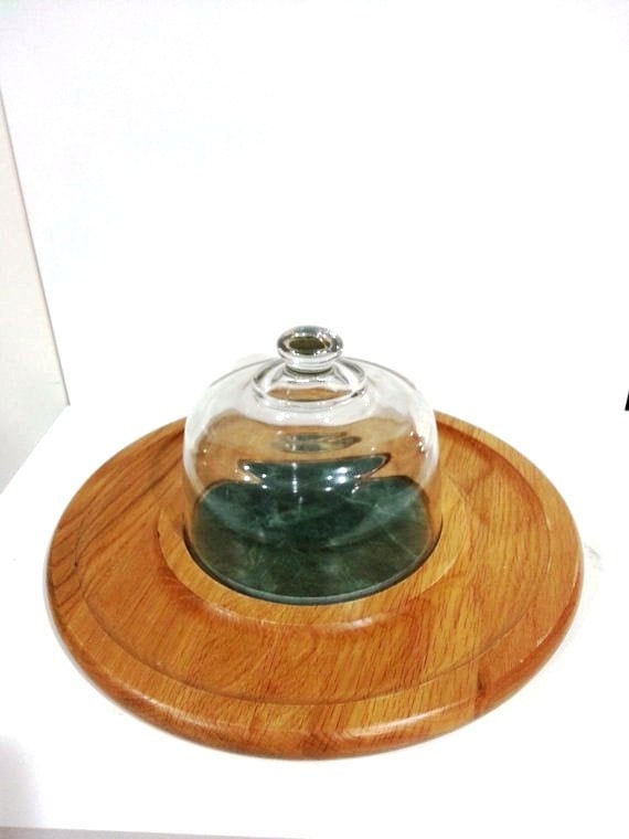 Wood Cracker and Cheese Keeper Tray with Glass Dome, Vintage – Haute Juice