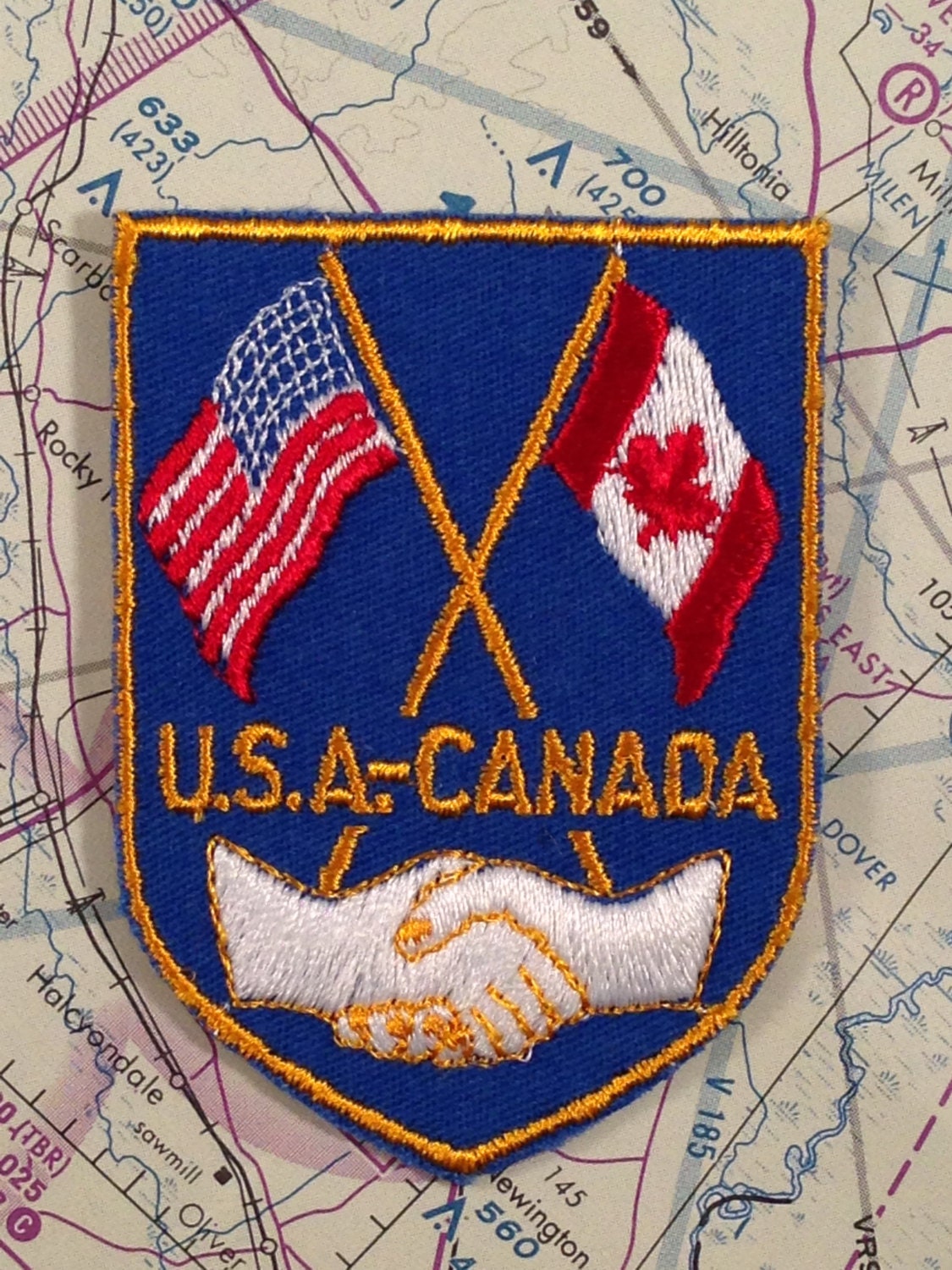 USA Canada Vintage Travel Patch by Voyager