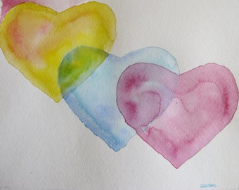 Pastel heart art | Etsy