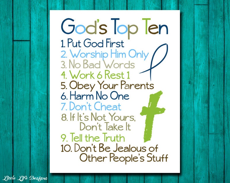 Christian Wall Art. Ten Commandments. Bible Verse. God's