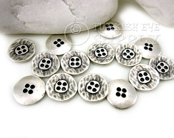 Ant Silver Button Lot of 6 pick size Metal filagree design
