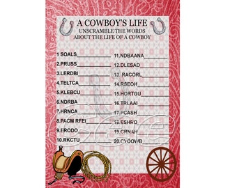 Cowboy Party Game, Western Theme Game, Printable Cowboy Birthday Game ...