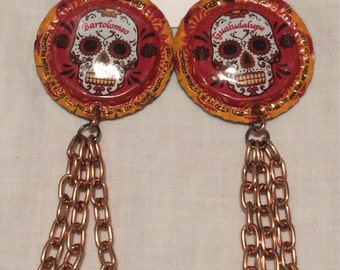 Day of the Dead Beer Bottle Cap Earrings