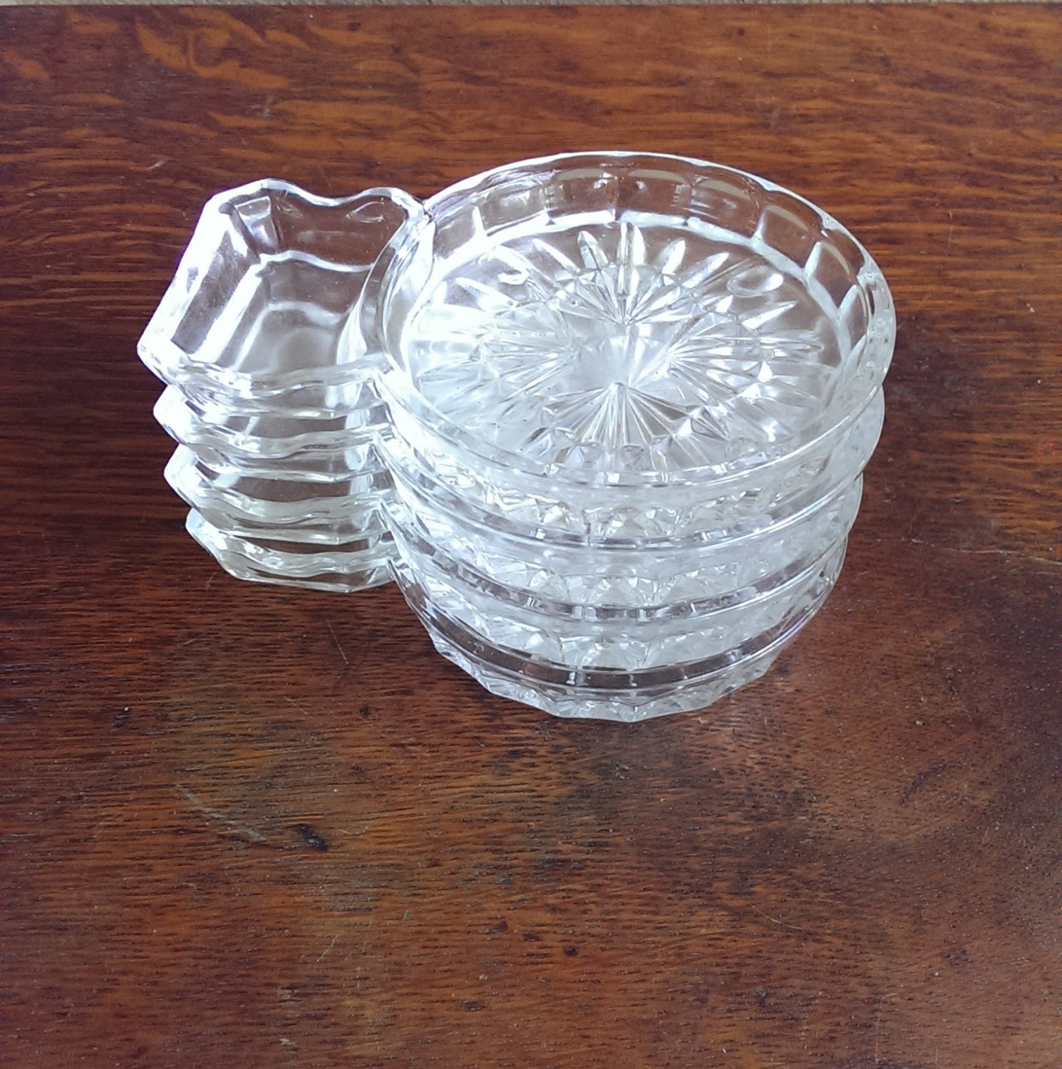 Set Of Four Nifty Mid Century Glass Drink Coasters With Ashtrays ...