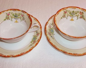 Set of 2 Vintage Hand Painted NORITAKE M JAPAN Tea Cups