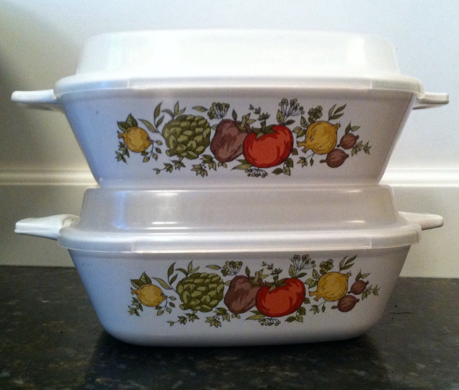 Set of 2 Corning Ware p-41-b spice of life small 1 3/4 cup dishes with ...