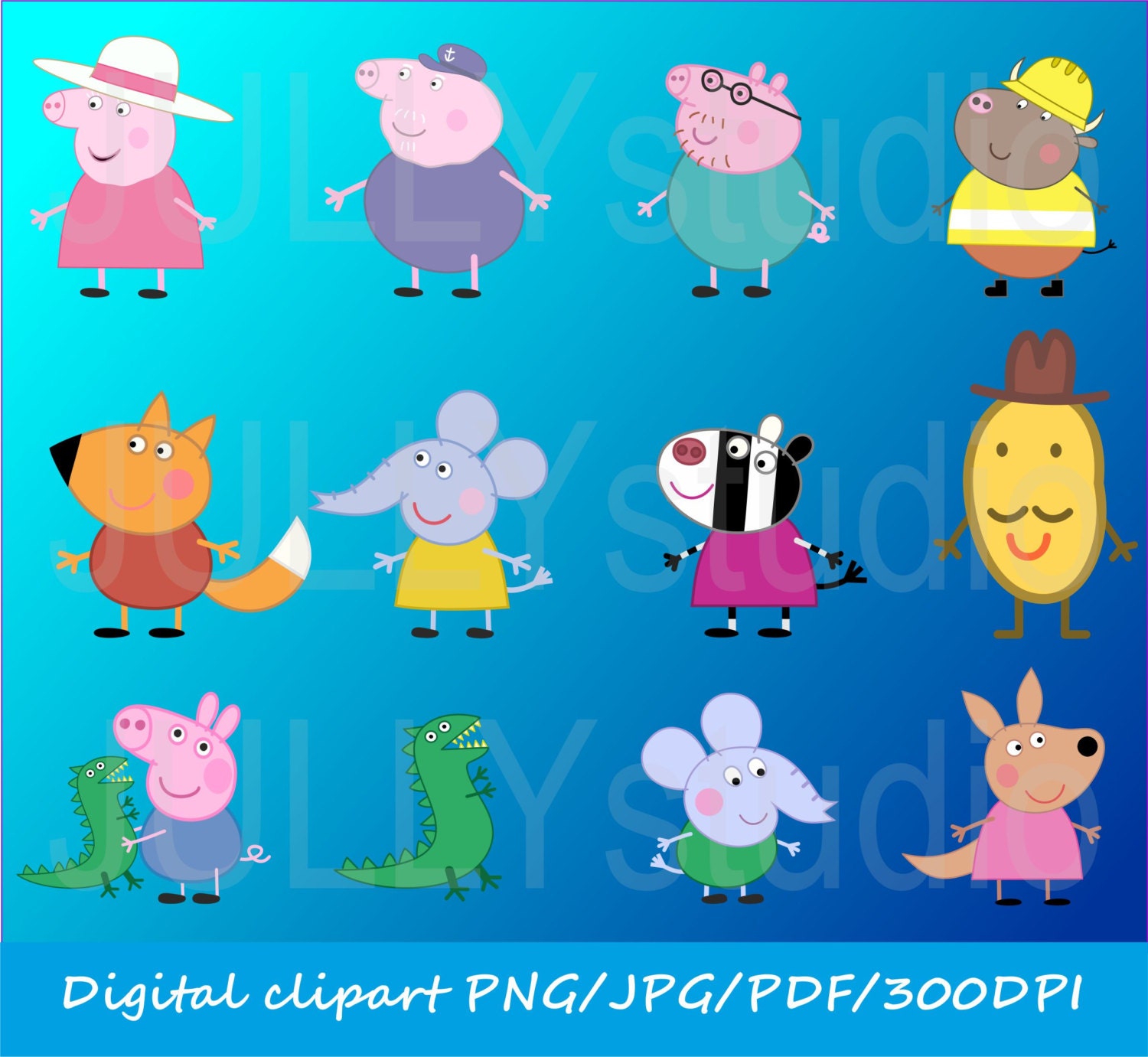 11-YS / Digital Peppa Pig clip art / Edmond by JULLYstudio on Etsy