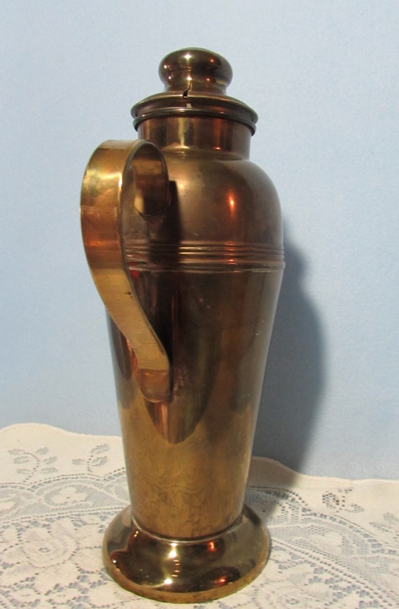 RARE Antique Solid Brass Cocktail Shaker Pre Prohibition Era