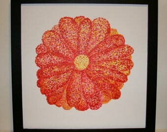 Acrylic Dot Painting. Framed, Stretched Canvas Painting. Brightly ...