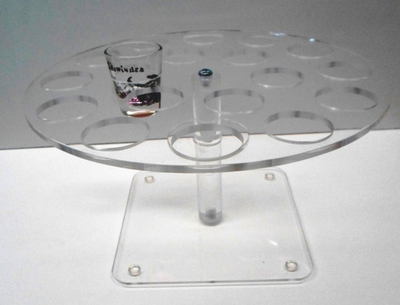 Shot glass serving stand holds 18 glasses acrylic bar