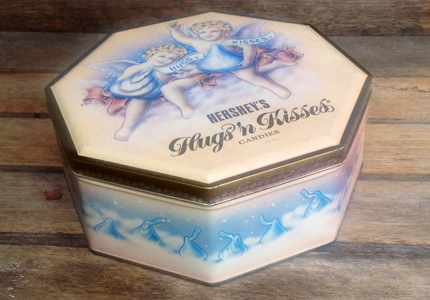Vintage Octagon Hershey’s Chocolate Hugs and Kisses Candy Tin – Cherubs ...