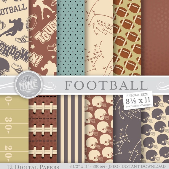 Football Digital Paper: VINTAGE FOOTBALL Printable by MNINEDESIGNS