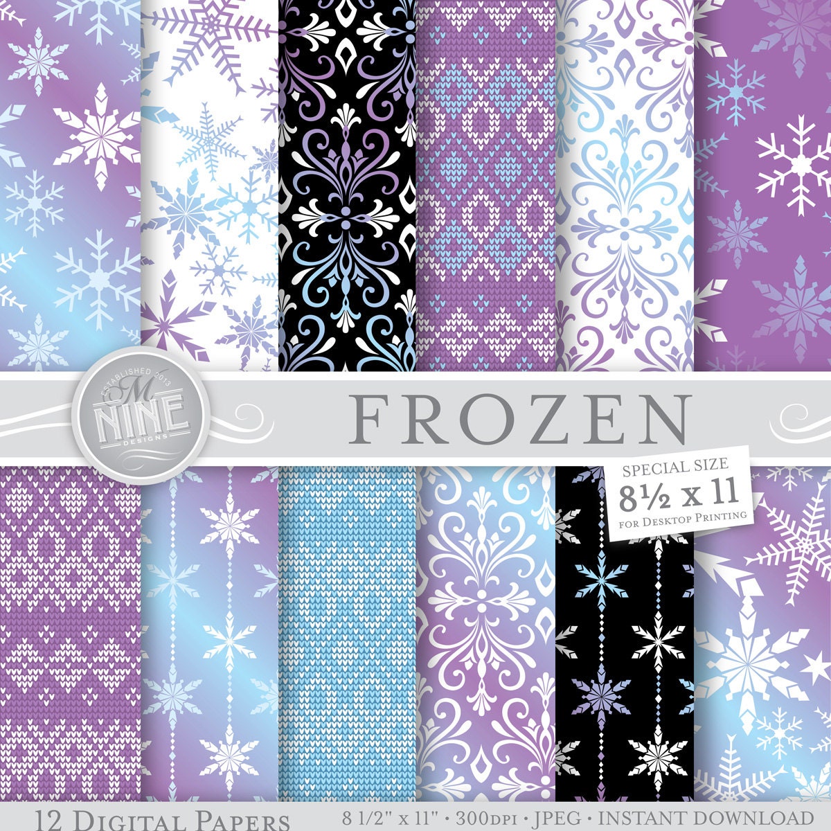 FROZEN Digital Paper: Frozen Pattern Prints Frozen