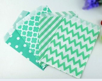 Turquoise Green -Chevron- Polka Dot- Stripe-Flower-Multipack Favor Bags ...