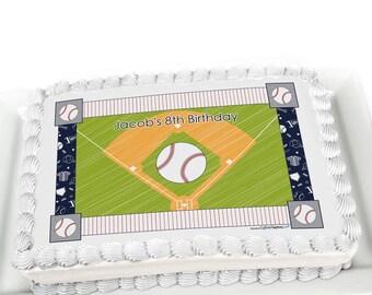Batter Up! Baseball Edible Image Cake Topper - Personalized Printed ...