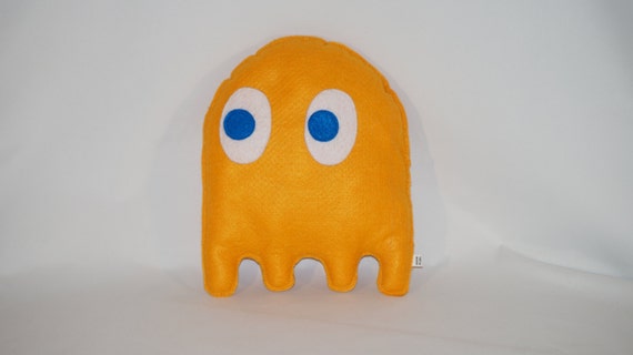 Clyde the Orange Ghost, Pacman inspired, Geeky felt stuffed plush toy