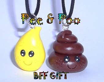 Pee and poo. Cute set pendant. BFF Best Friends