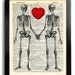 Skeleton Love Heart Love Bones Skull Art Print by PrintsVariete