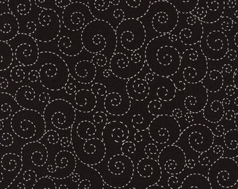 Black swirl fabric | Etsy