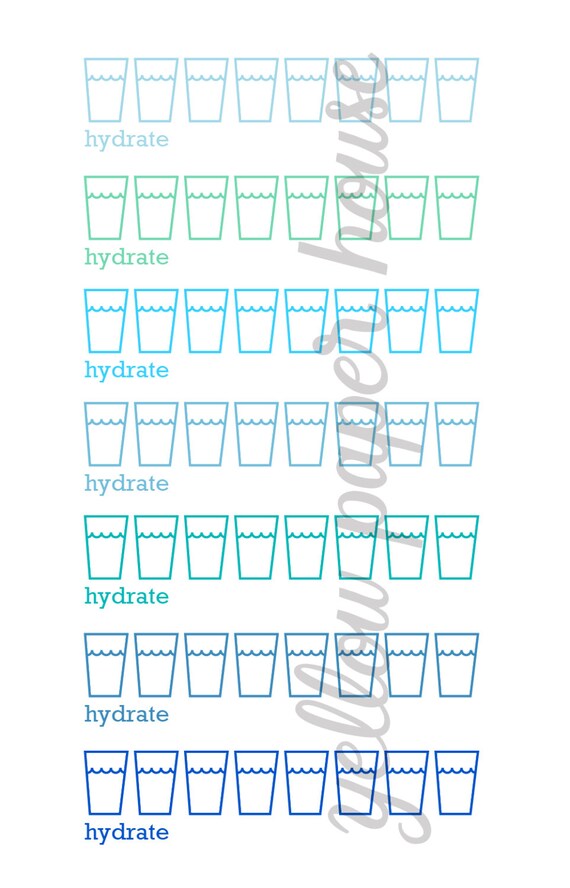 Printable 2 x .5 inch Hydration Tracker by YellowPaperHouse