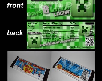 Minecraft Set of 12 Personalized Candy Bar Wrappers- 5 Designs to ...