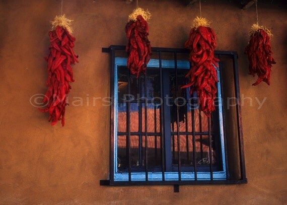Red Chili Ristra Blue Architecture Adobe Albuquerque Old