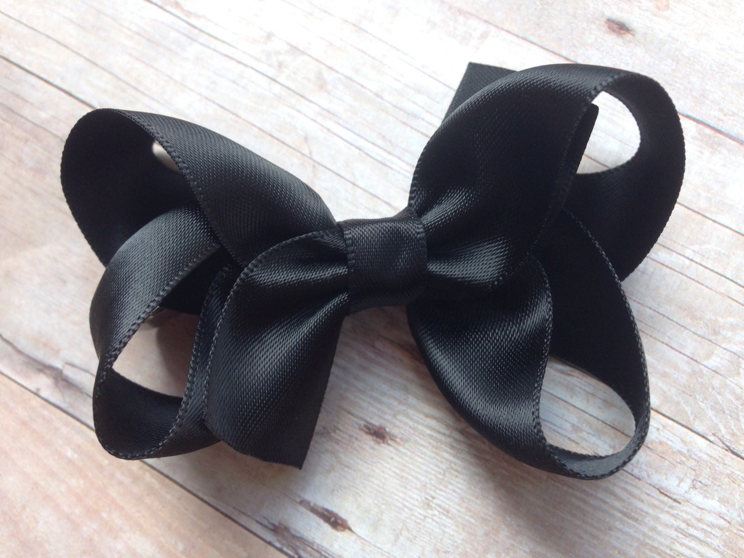 Black satin hair bow 3 inch black bow boutique bow satin