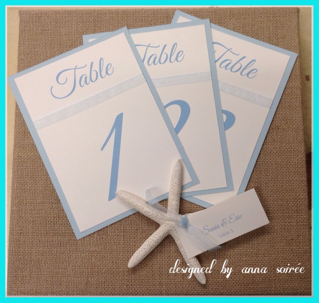 Double Layer Table Numbers with Sheer Organza Ribbon SET OF