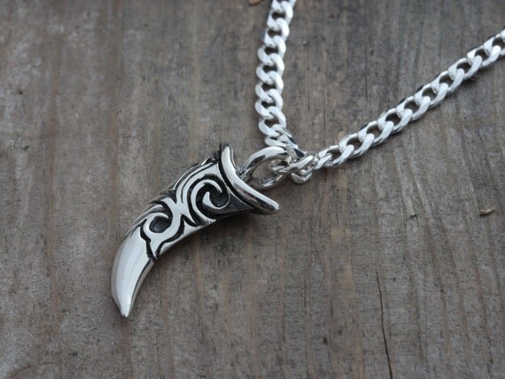 Solid sterling silver Claw Necklace, Solid sterling silver Raven claw ...
