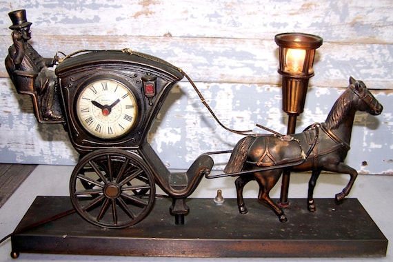 Horse and Carriage Clock and Lamp Vintage United Model 701