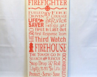 Firefighter Typography Subway Sign, 12x24, Ready To Ship, Customizable ...
