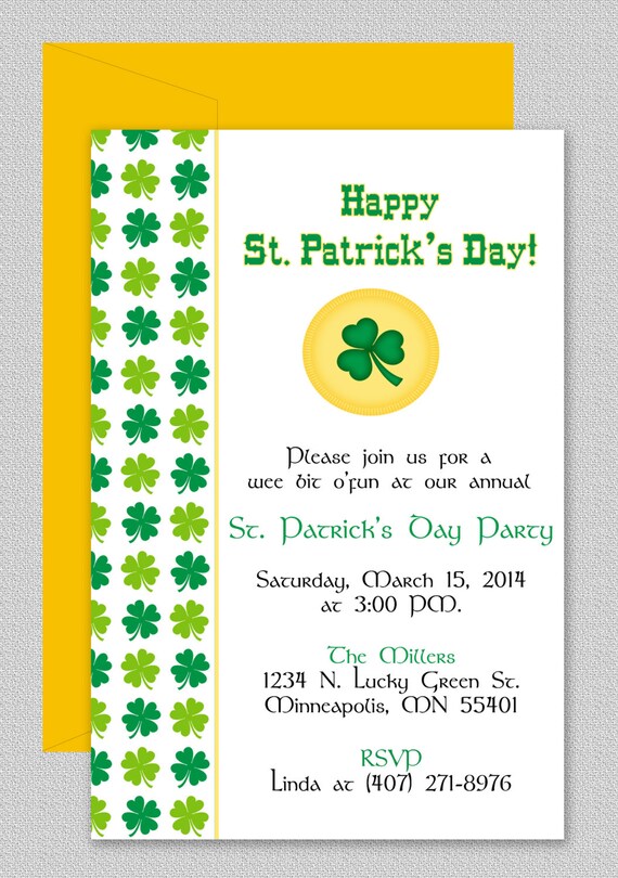 Happy St Patrick s Day Invitation Design Editable