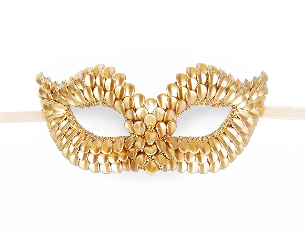 Gold Masquerade Mask With Dragon Scales Texture by SOFFITTA
